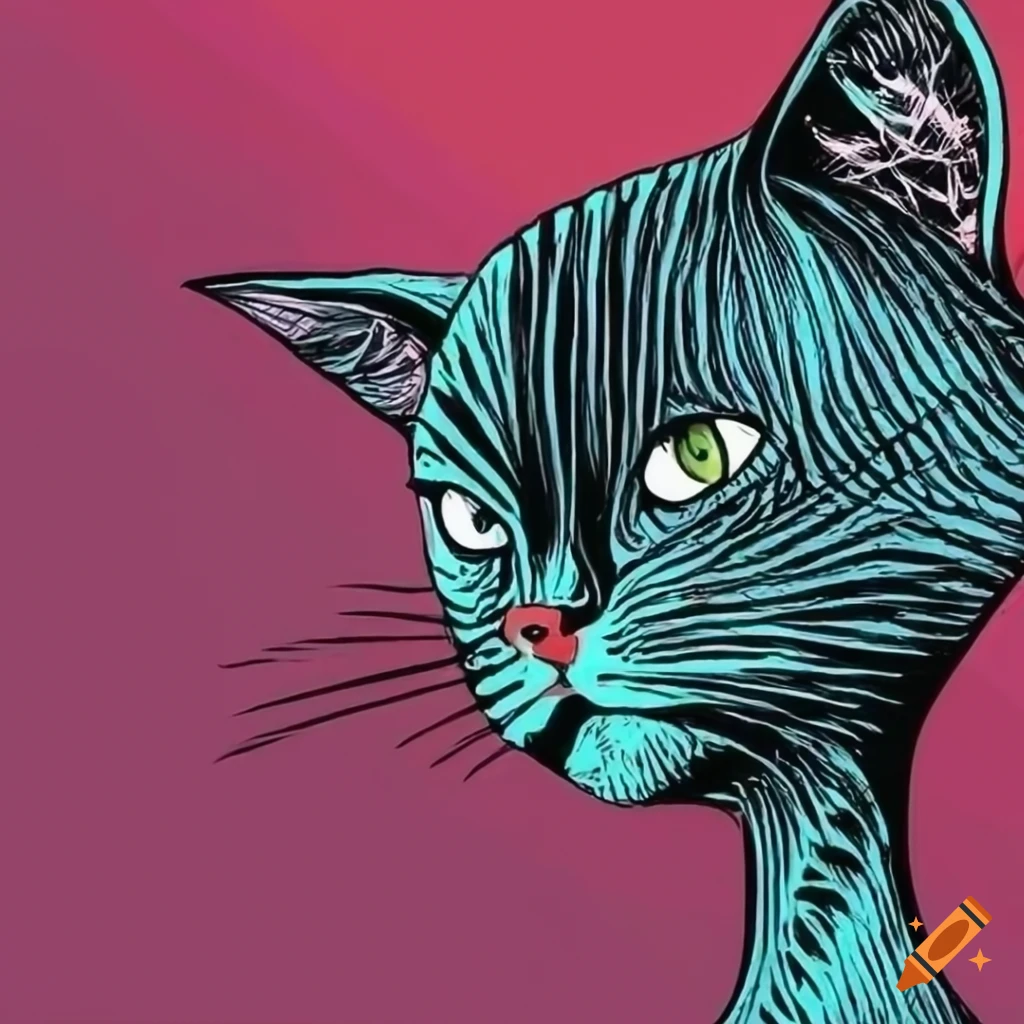 Pop art cartoon of a black cat