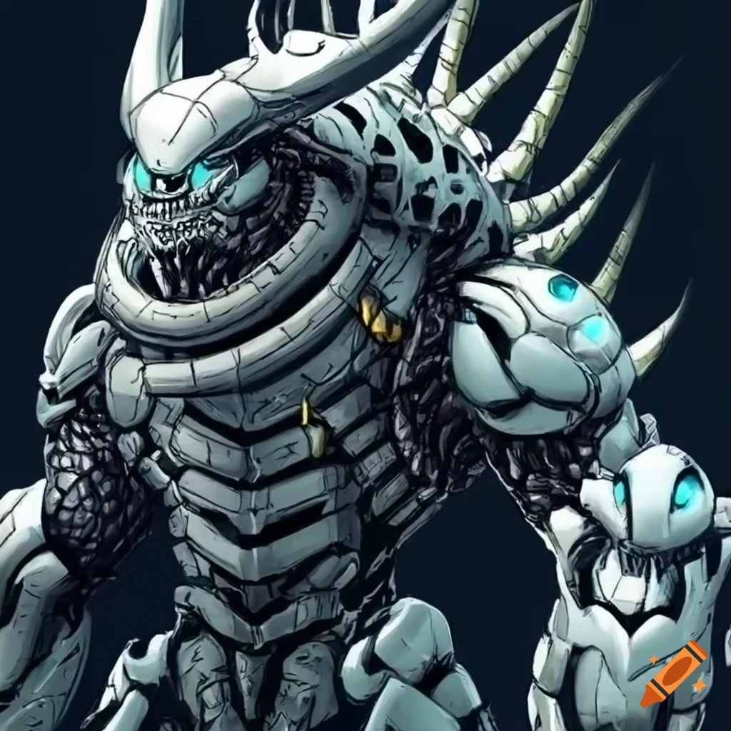 Black snapping turtle kaiju cyborg with futuristic armor