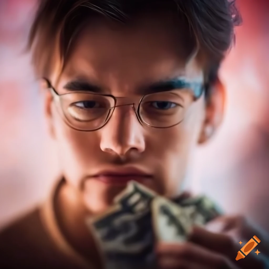 Confident young man counting money