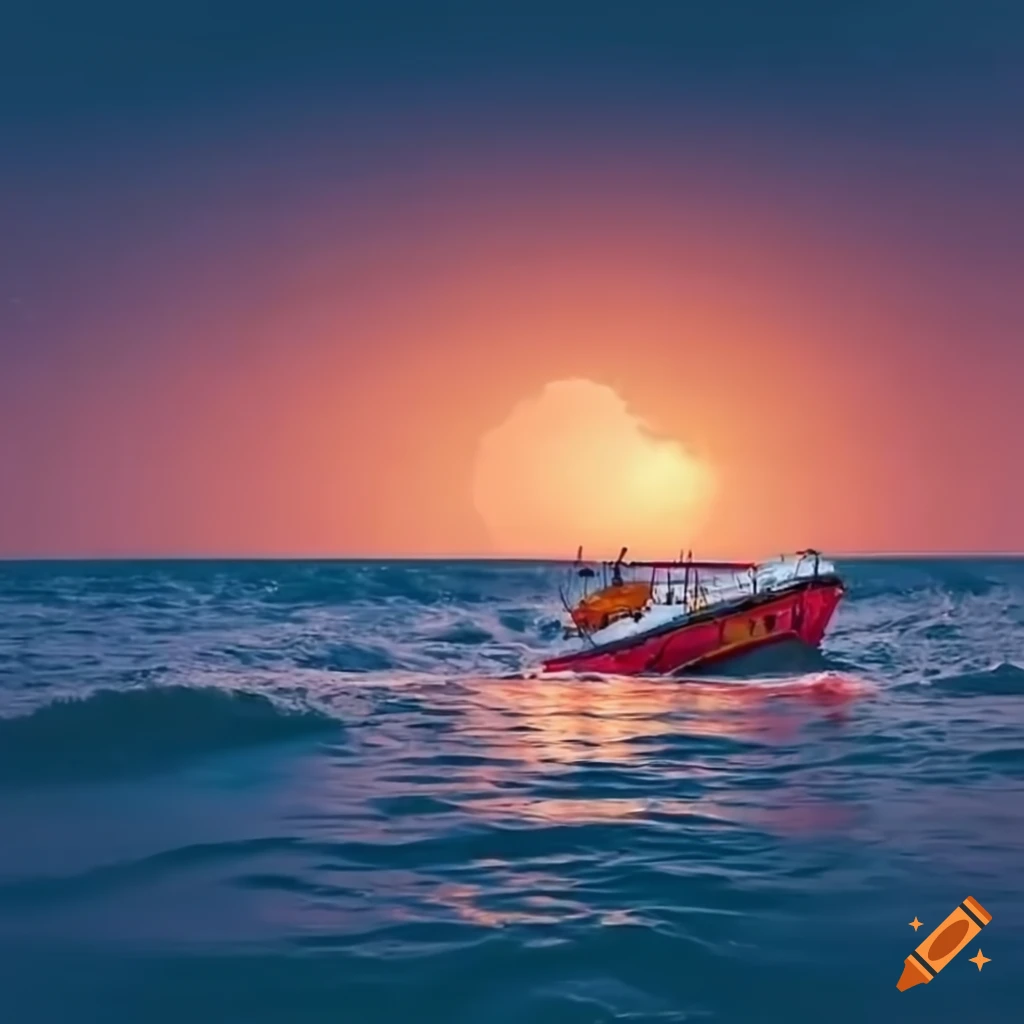 Boat on a serene beach on Craiyon