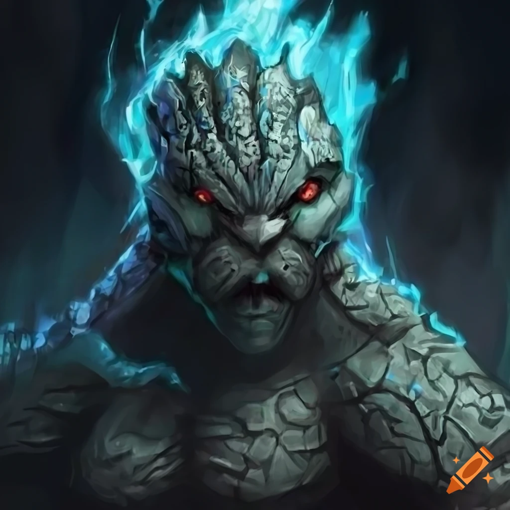 Concept art of a stone elemental portrait