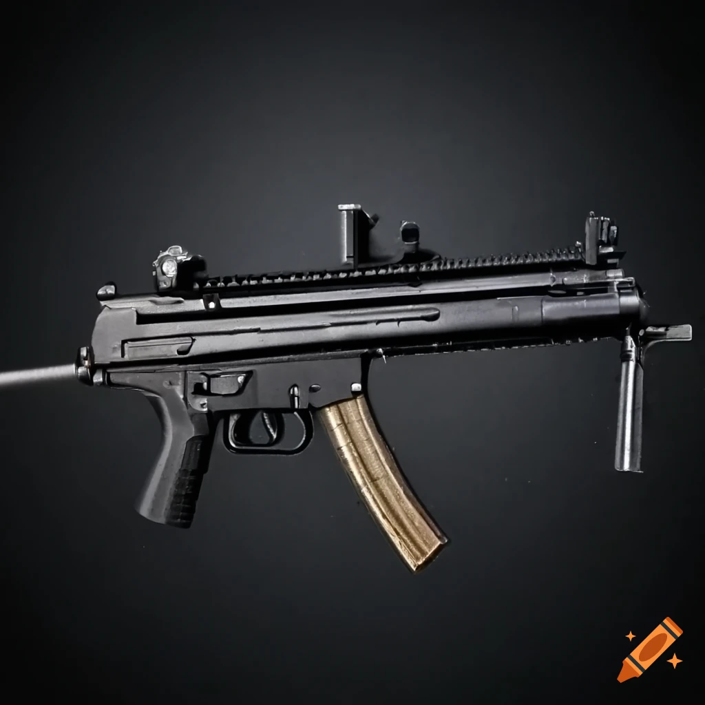 Side profile of an mp5 submachine gun on Craiyon