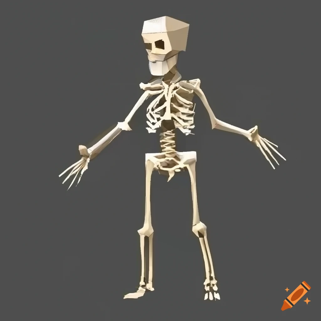 Low poly skeleton artwork on Craiyon