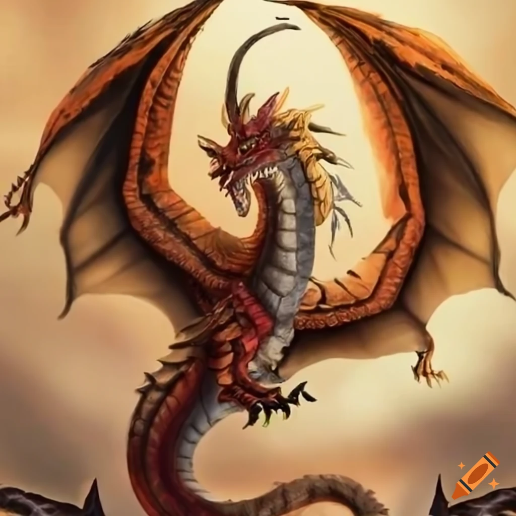 Illustration of a dragon with a tiger tail