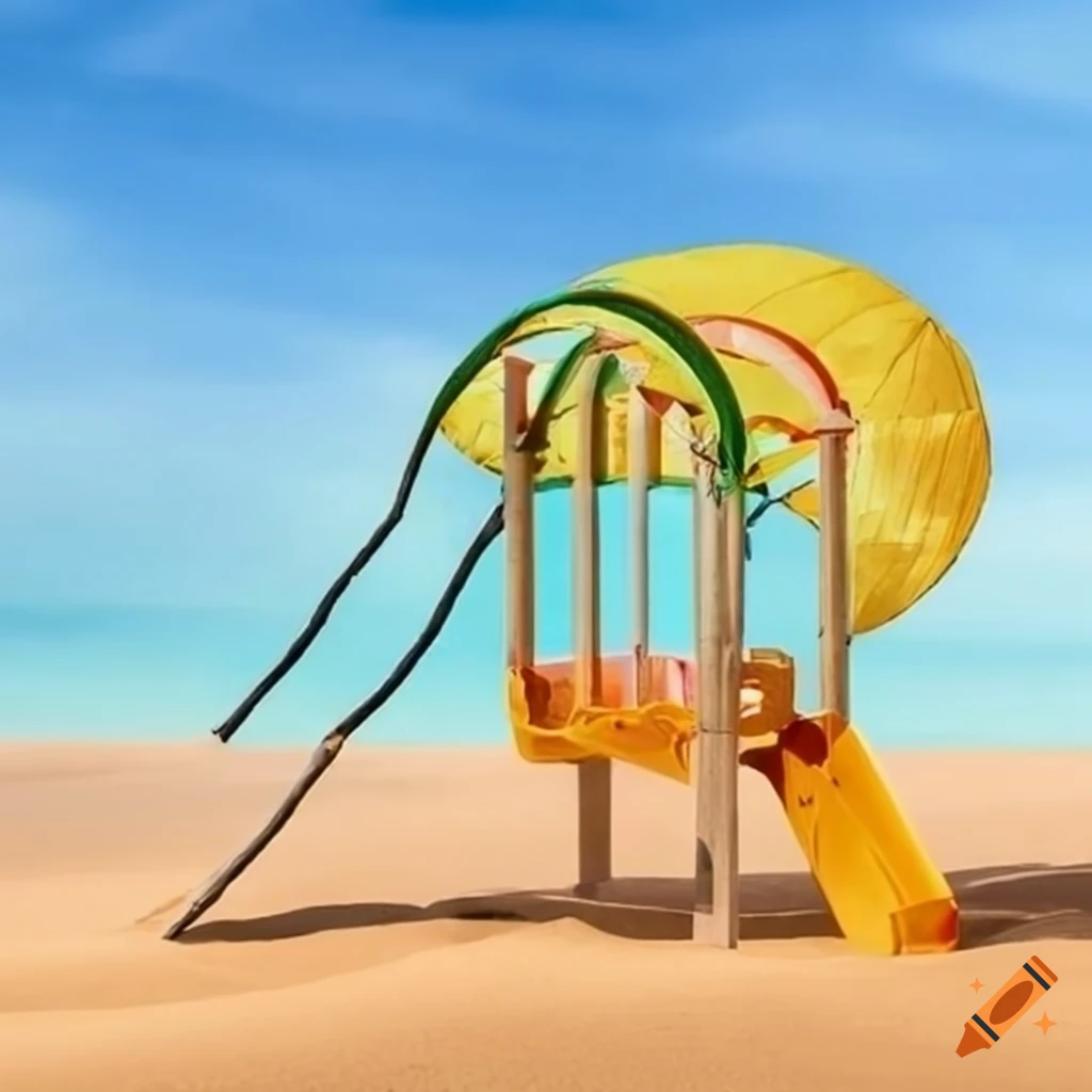 Funny surrealist playground with colorful structures on Craiyon