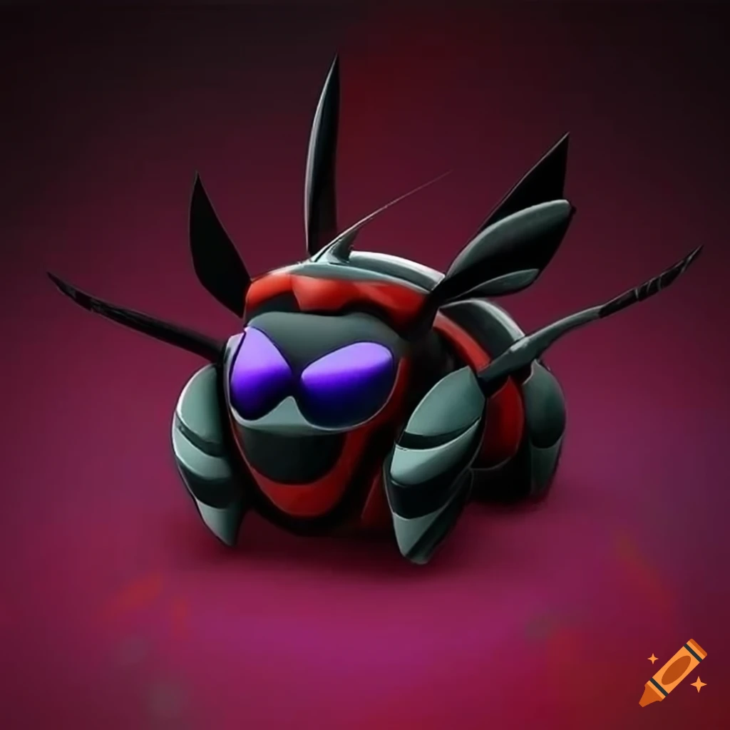Artwork of a black and red space emperor bee on Craiyon