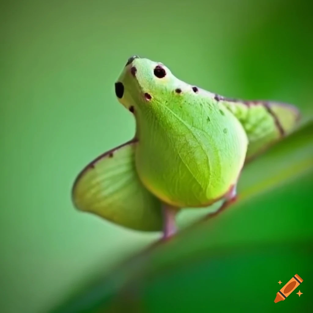 Green creature with almond-shaped eyes and leaf-like ears on Craiyon