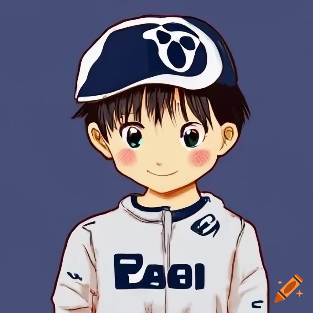 Cute illustration of yuki tsunoda, f1 driver