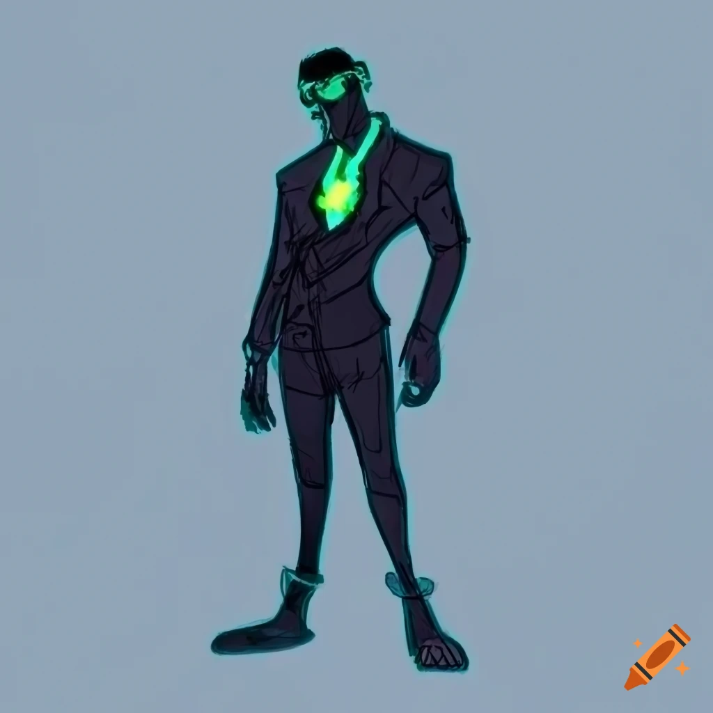 Full body character design with black light and neon colors on Craiyon