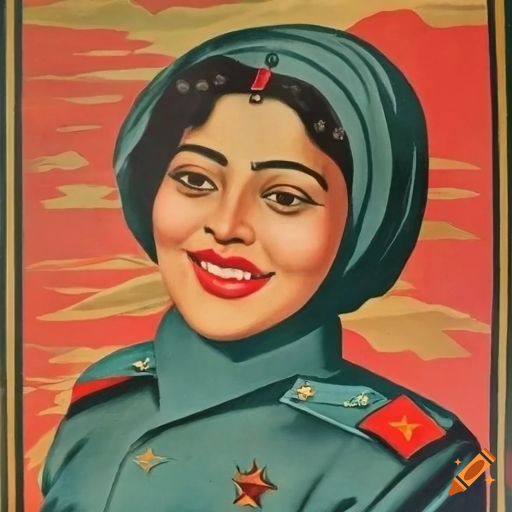Soviet Era Propaganda Poster Of Indian Woman In Uniform On Craiyon