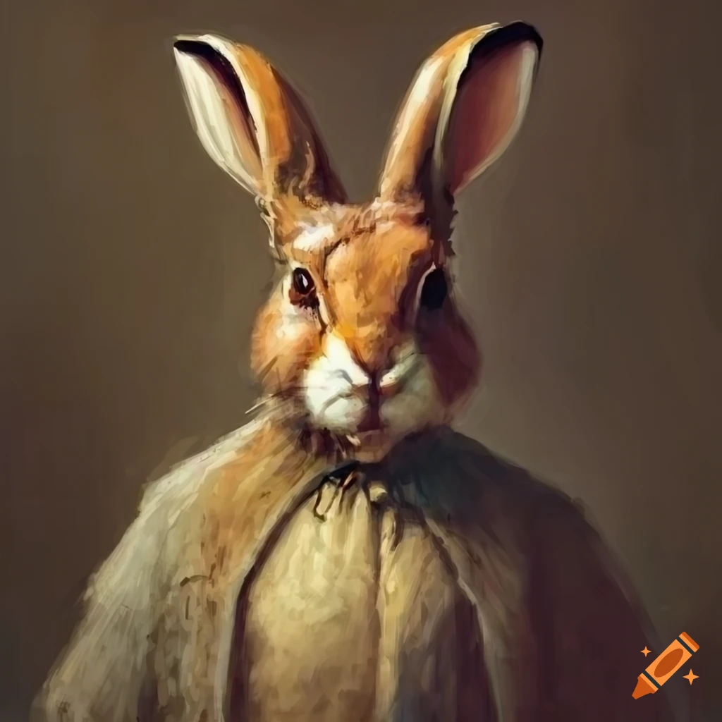 Anthropomorphic hare in the style of ilya repin