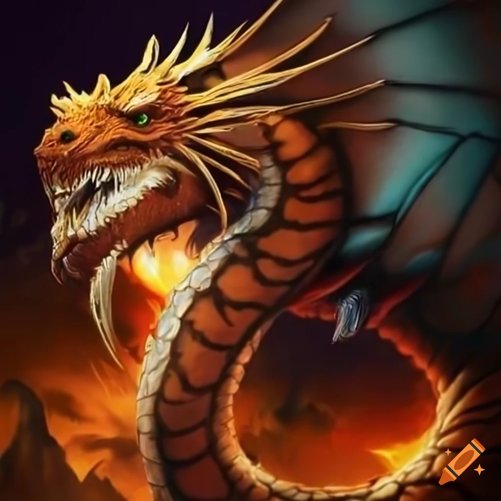 Game card featuring an axe-headed dragon on Craiyon