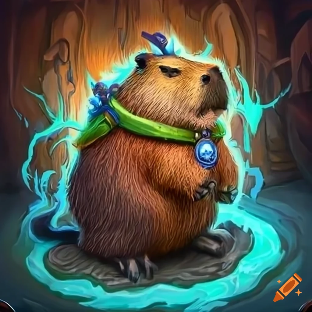 Capybara king from the game hearthstone on Craiyon