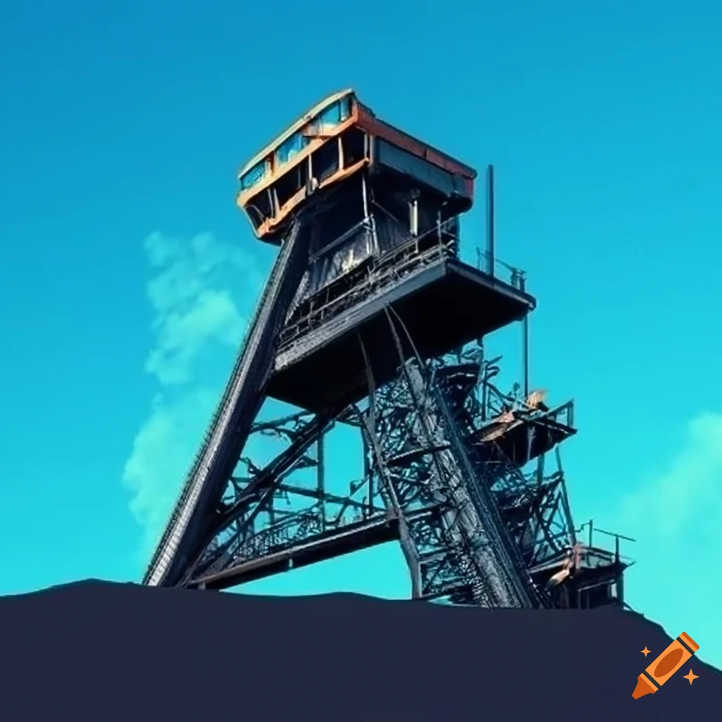 Futuristic administrative building in a coal mine on Craiyon