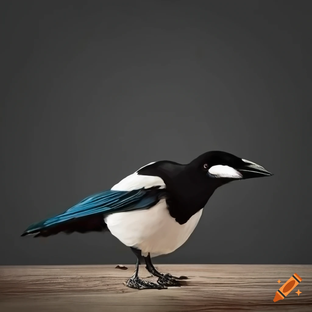 Magpie sitting on a table