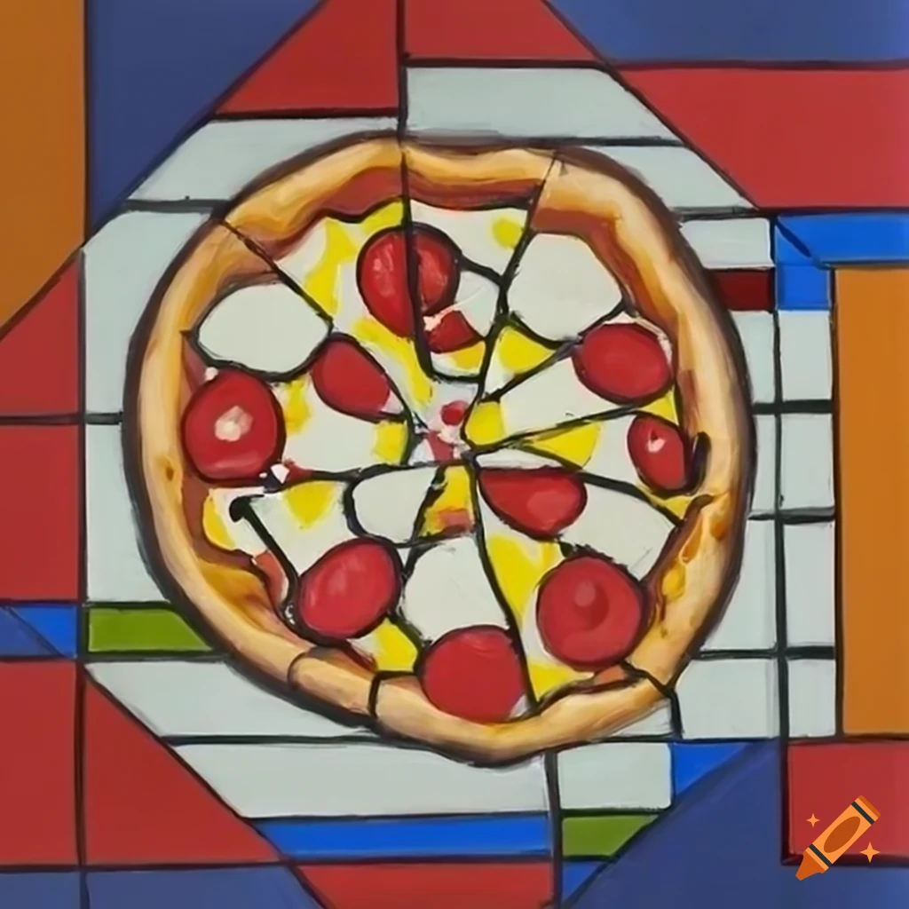 Abstract painting of a pizza party on Craiyon