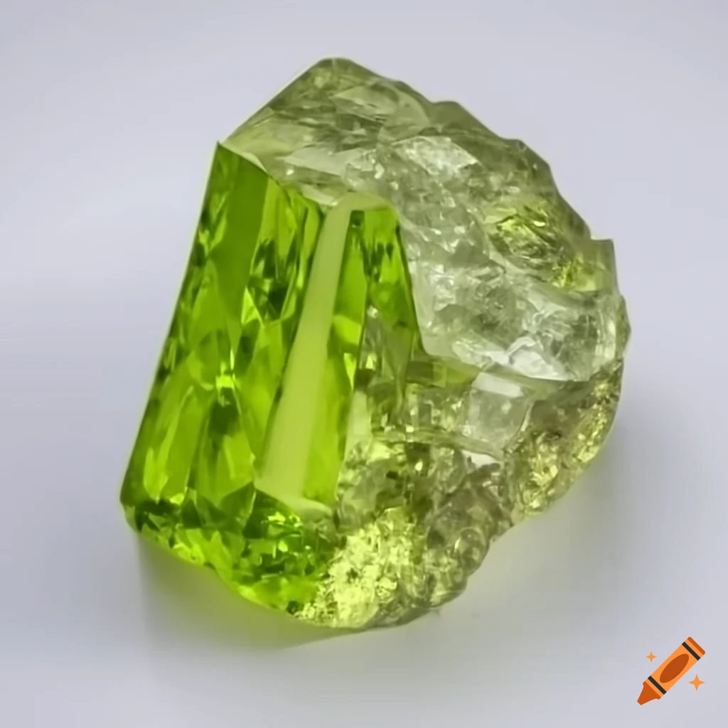 Close-up of a Peridot crystal on white background on Craiyon