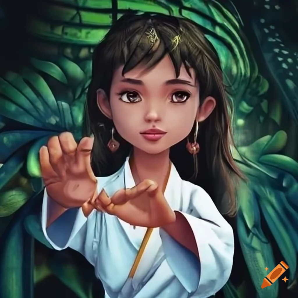 Karate princess in the jungle on Craiyon