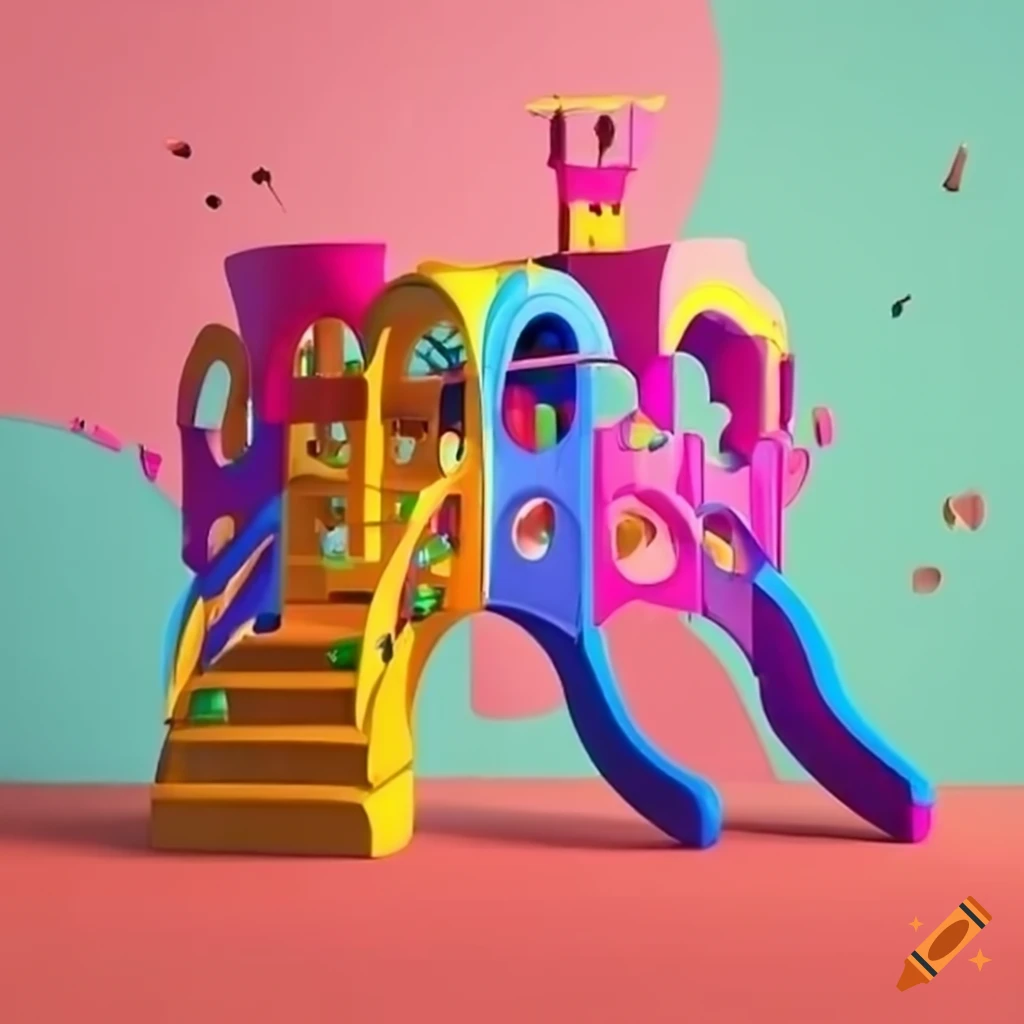 Surreal colorful playground on Craiyon