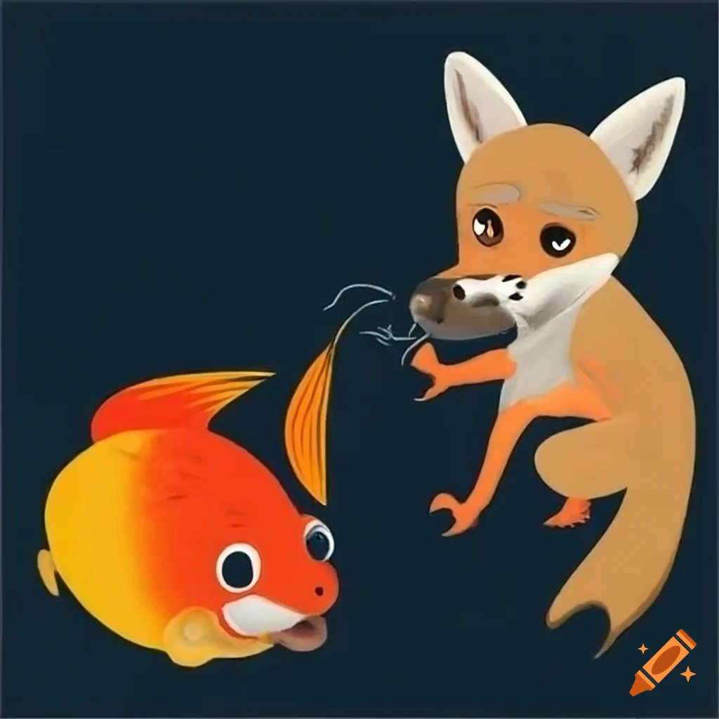 Fox bullying a mouse and a goldfish