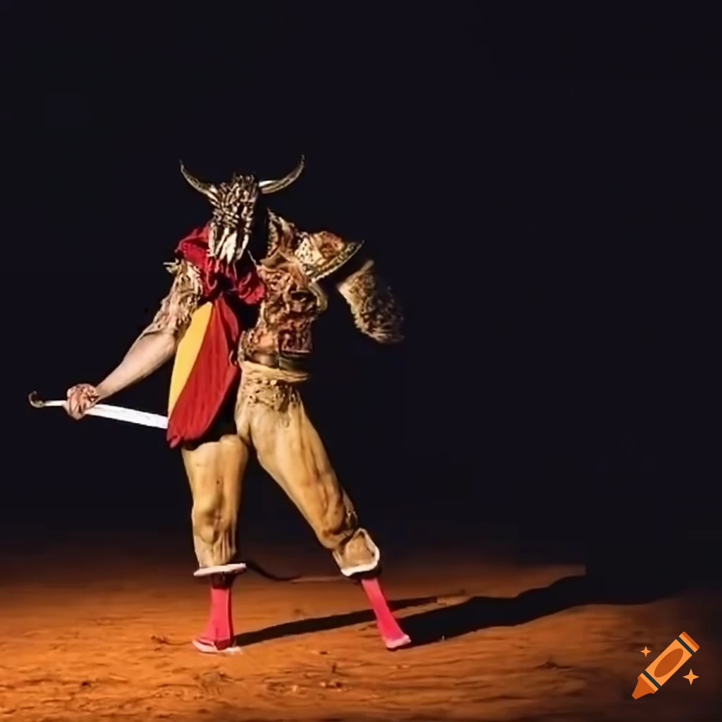 Spanish toreador minotaur in an arena on Craiyon