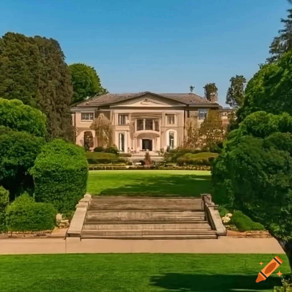 Stunning mansion with beautiful garden in california on Craiyon
