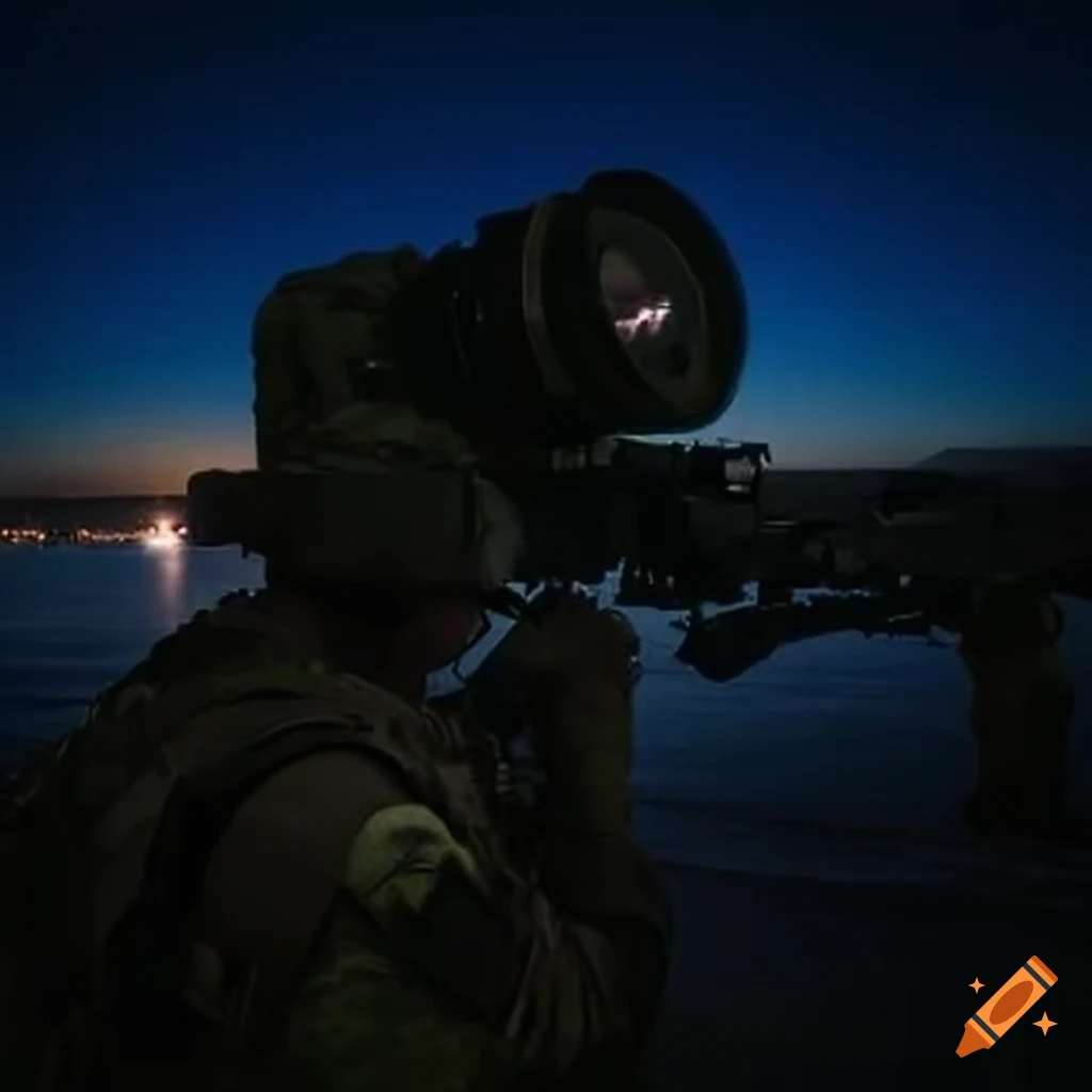 Elite military team gliding through the sky in a futuristic chopper on ...