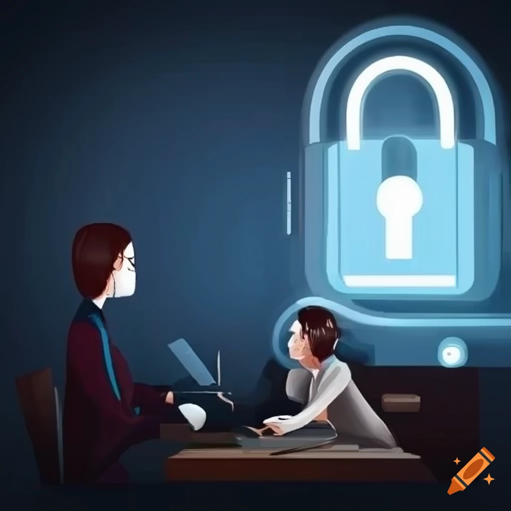 Illustration of cybersecurity in the legal profession on Craiyon