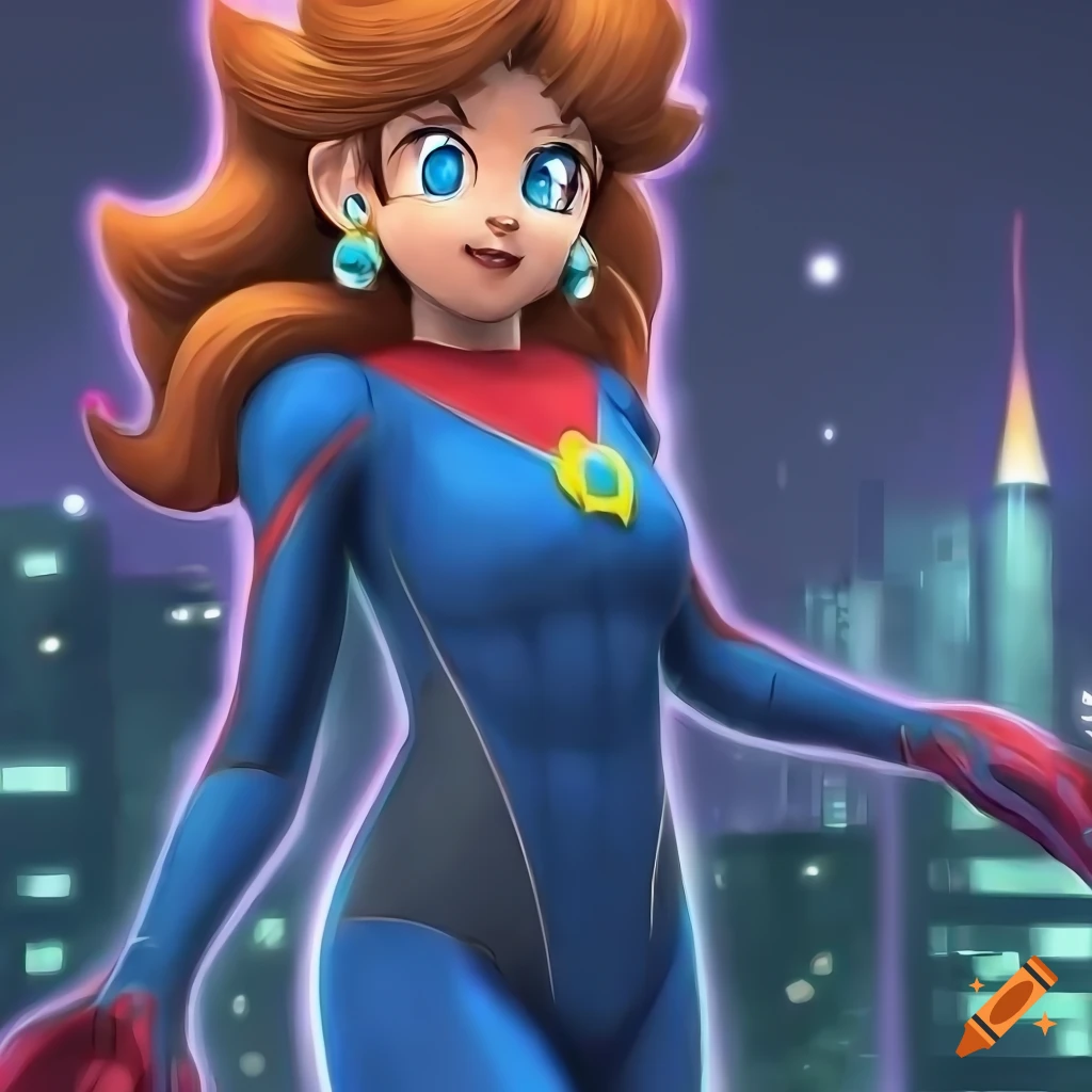 Digital artwork of superhero princess daisy as spidergirl on Craiyon