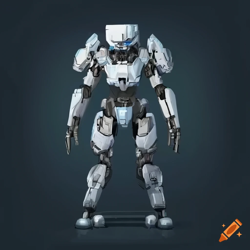 Anime style humanoid sniper mech with snow camouflage on Craiyon