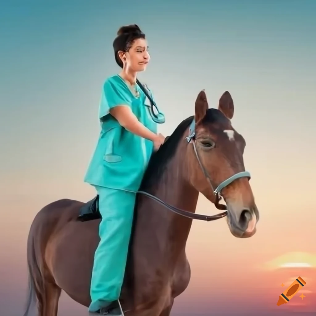 Doctor riding a horse on Craiyon