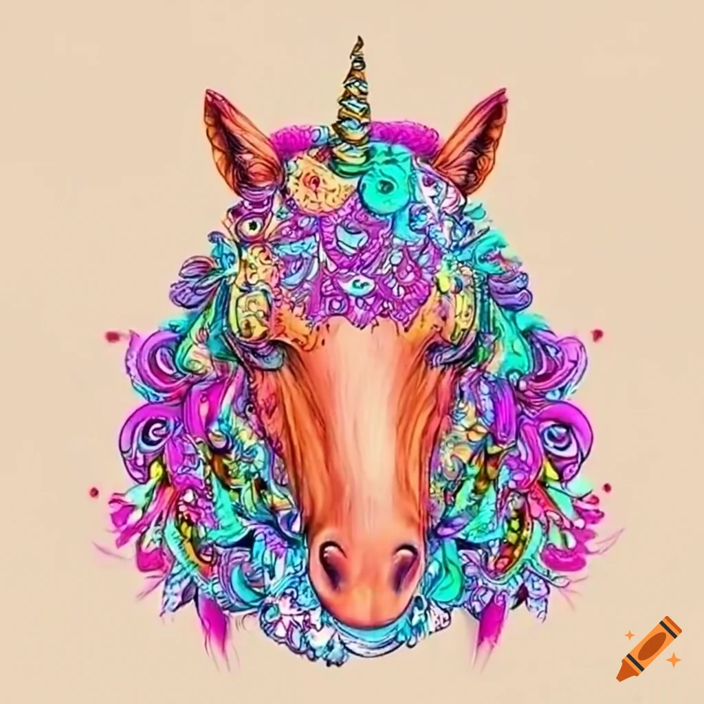 Vibrant unicorn mandala pattern