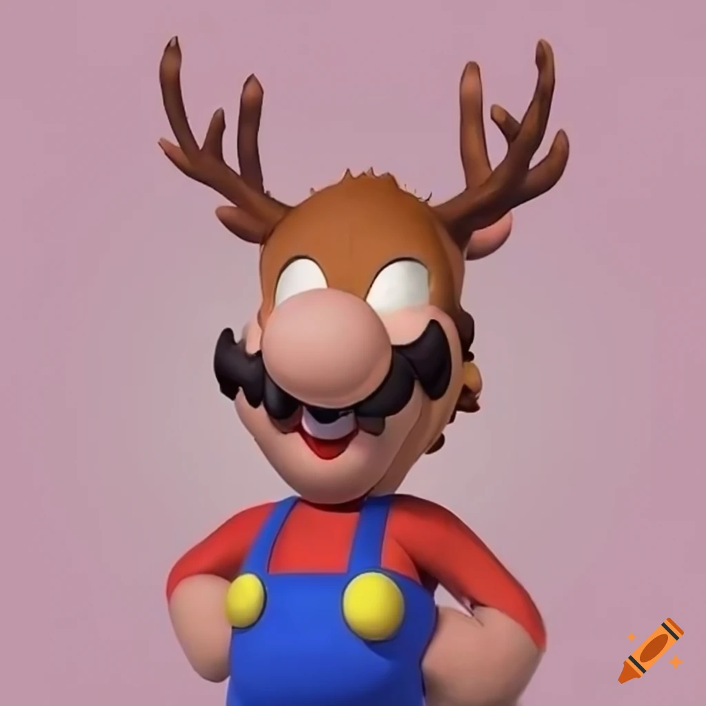 Illustration of a deer dressed as mario