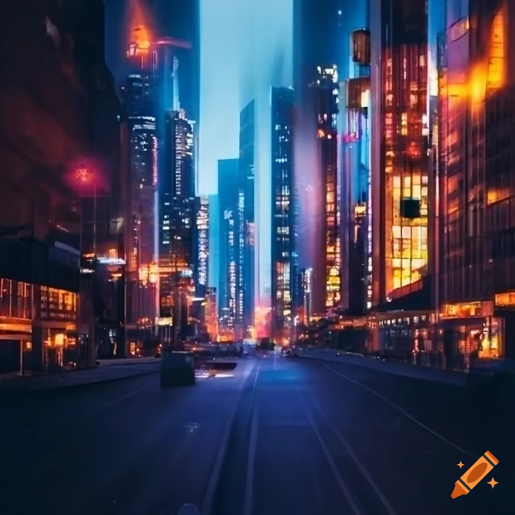 Night cityscape downtown