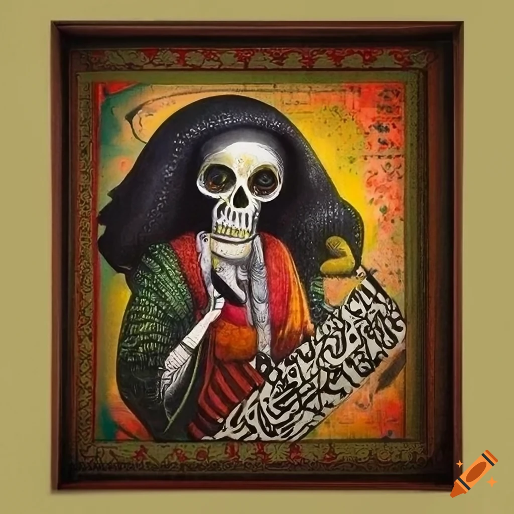 Vintage lithograph featuring arabic calligraphy and ink designs on Craiyon