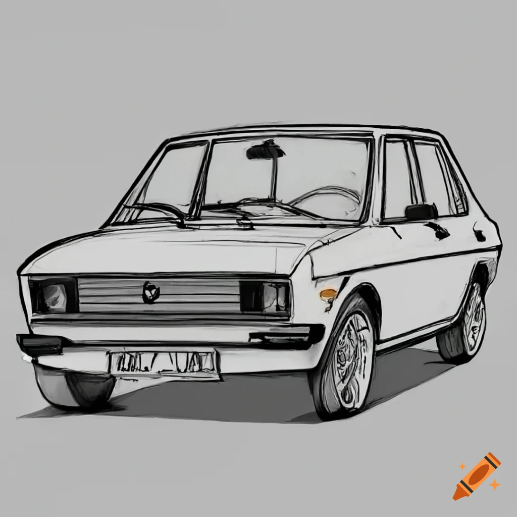 Detailed sketch of zastava yugo sedan