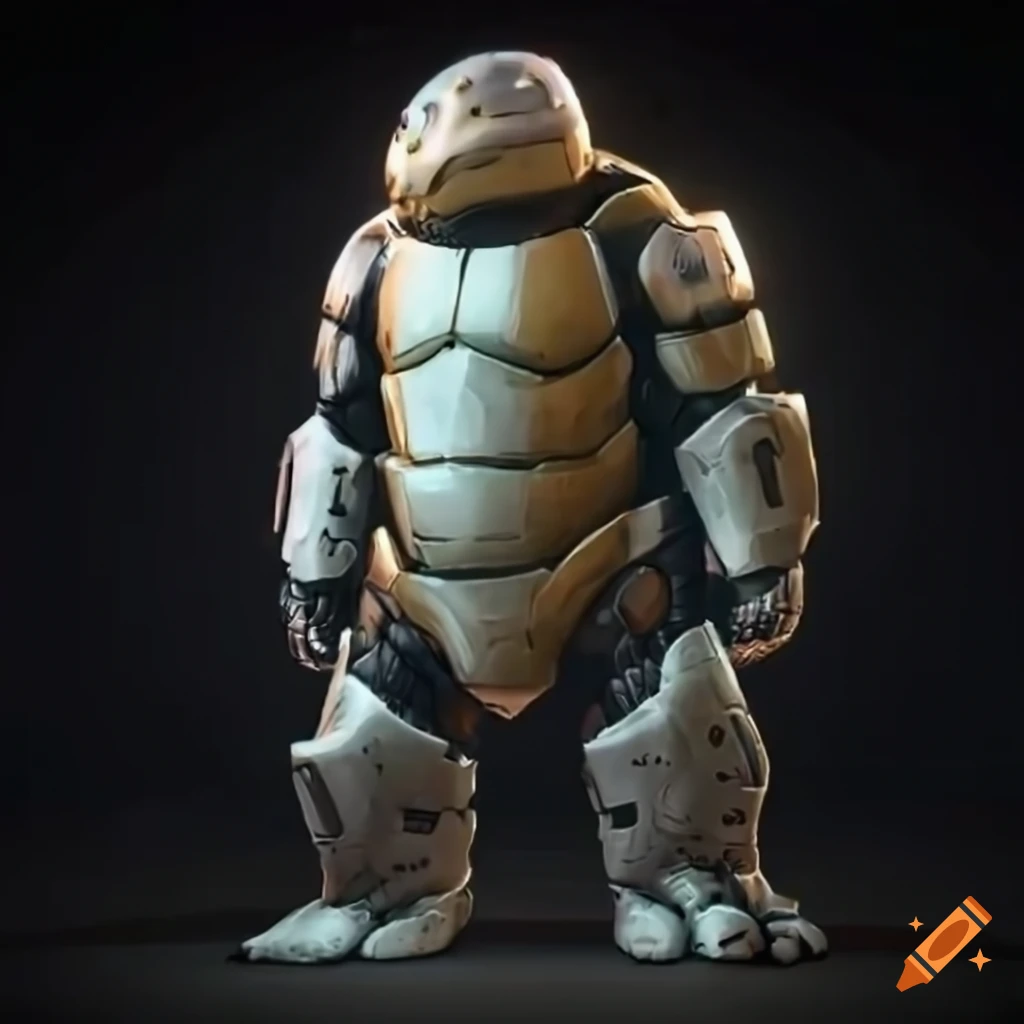 Medieval magic exoskeleton suit with frontal vertical symmetry on Craiyon