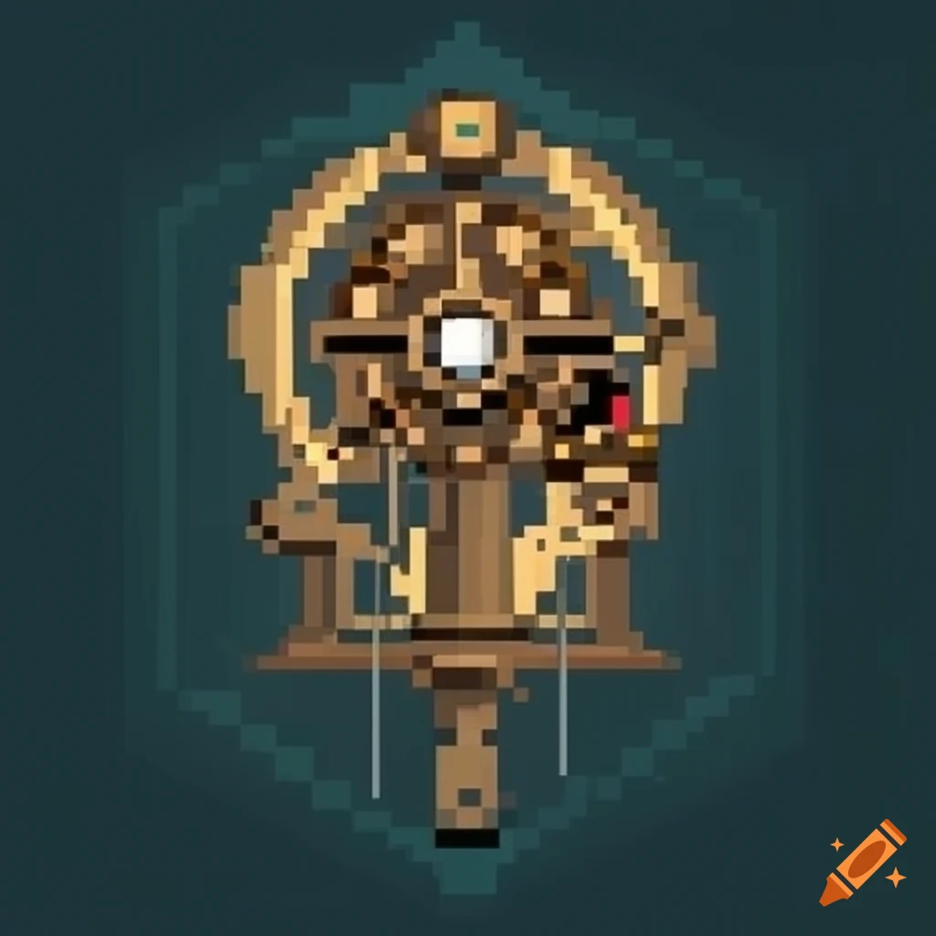 Pixelated gear on a flag on Craiyon