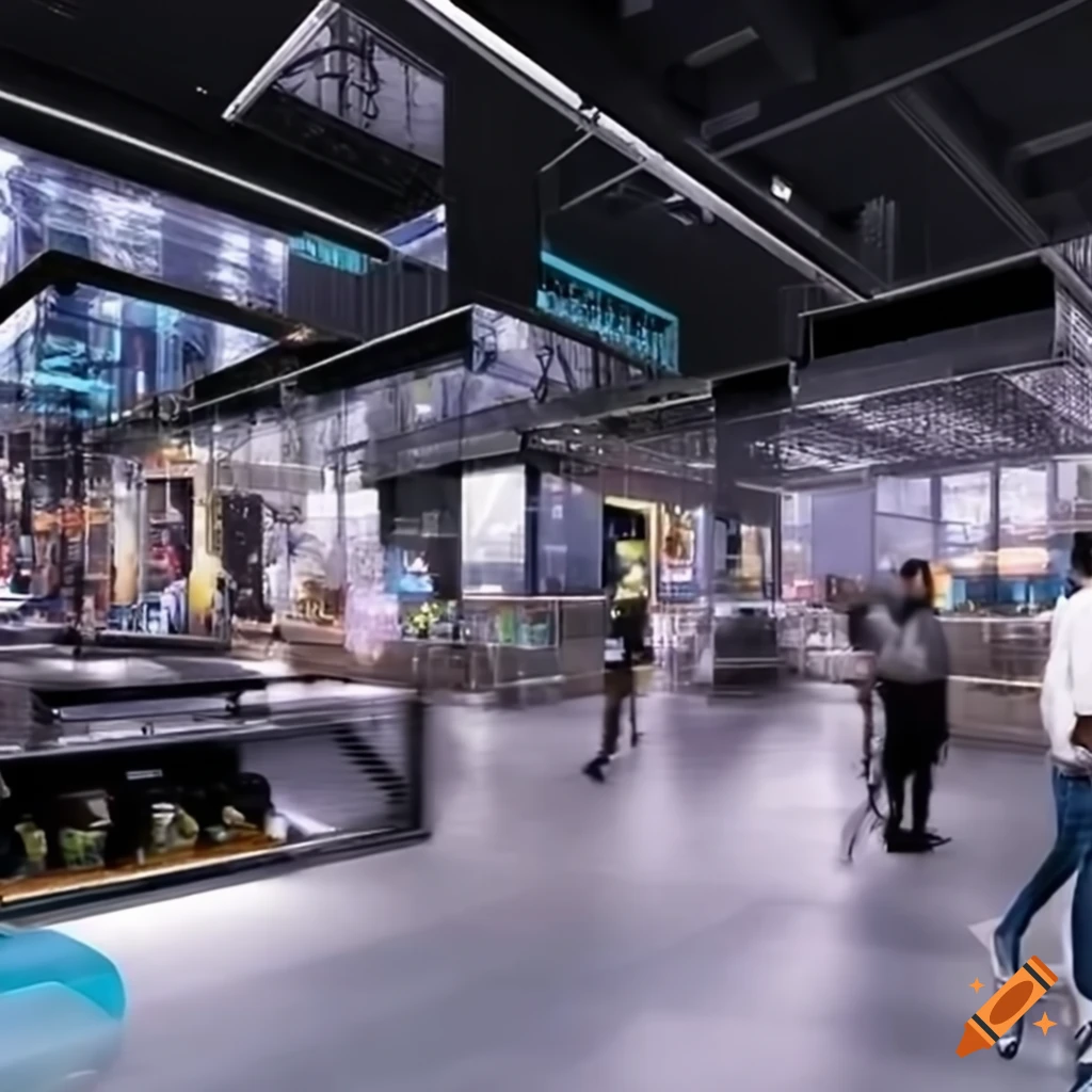 Conceptual image of future retail in 2030 on Craiyon