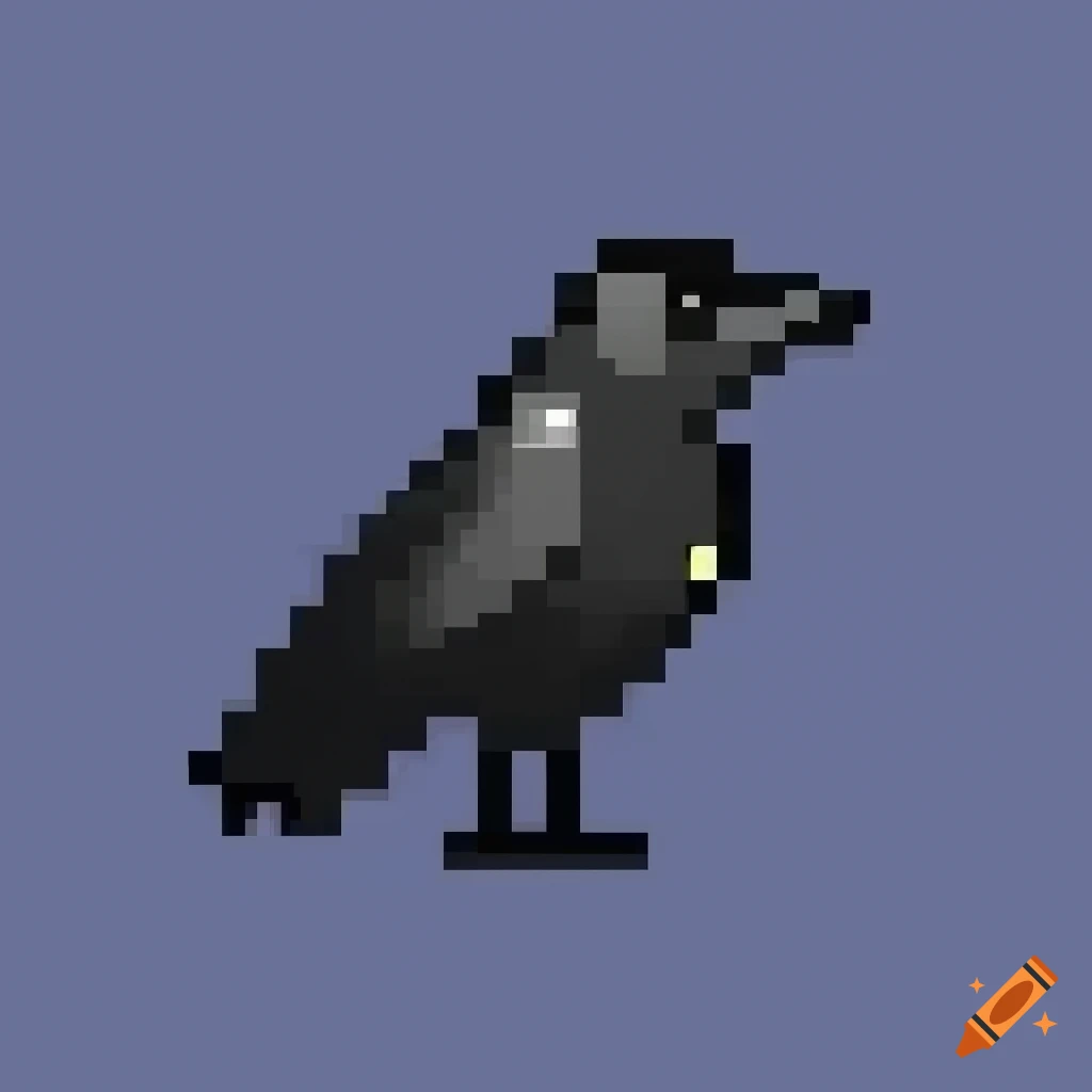 Pixel art of a crow on Craiyon