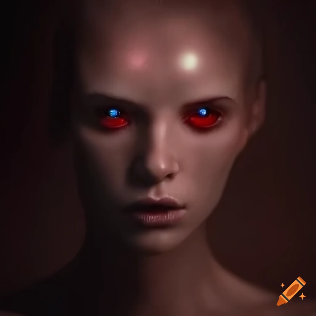 Hyper realistic artwork of a translucent cryptid creature with glowing red eyes on Craiyon