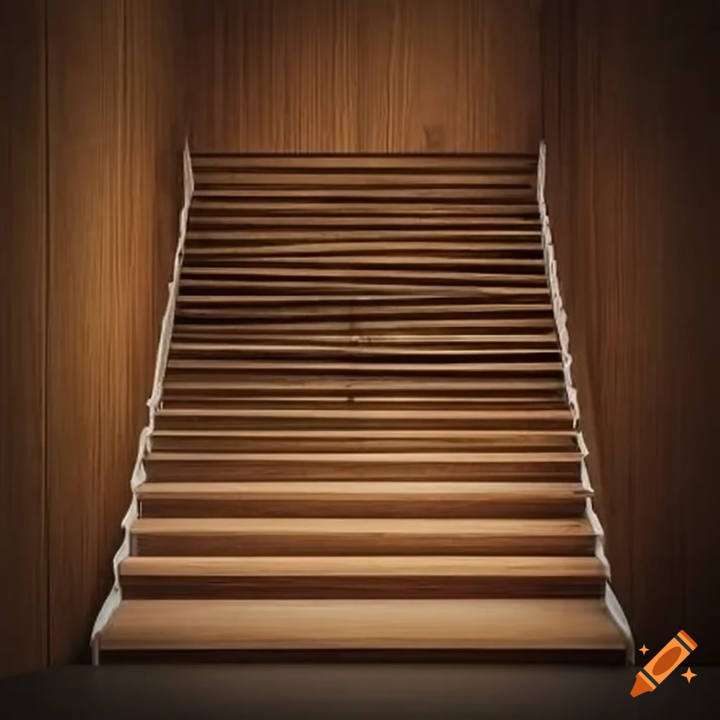 Oak wooden staircase with white strings