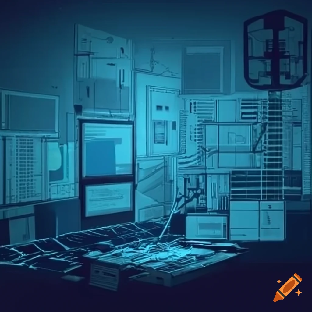 Flat design blueprint overview on Craiyon