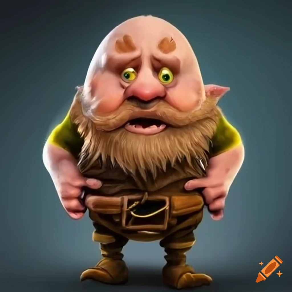 Cartoon image of a fearful dwarf on Craiyon