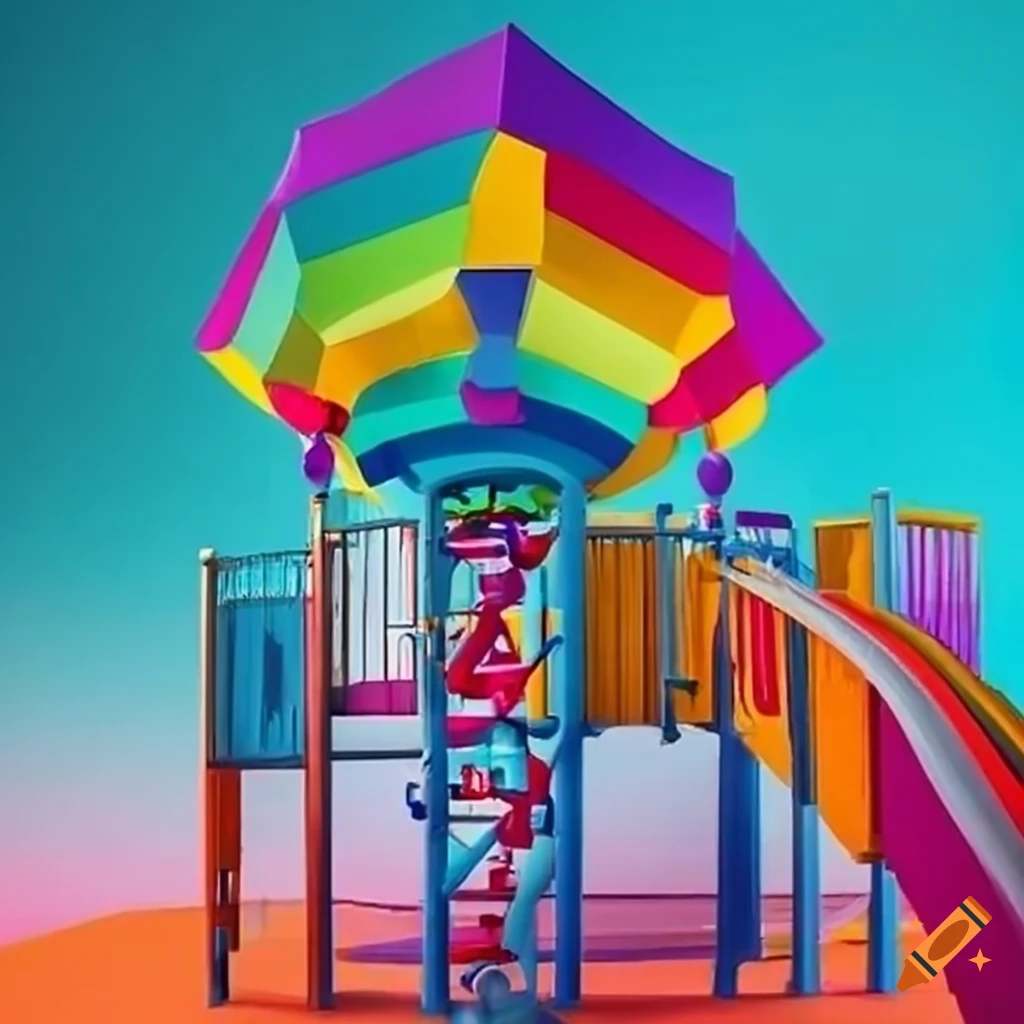 Colorful surreal playground on Craiyon