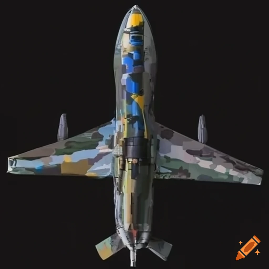 Modern jet plane with digital pixel camouflage on Craiyon