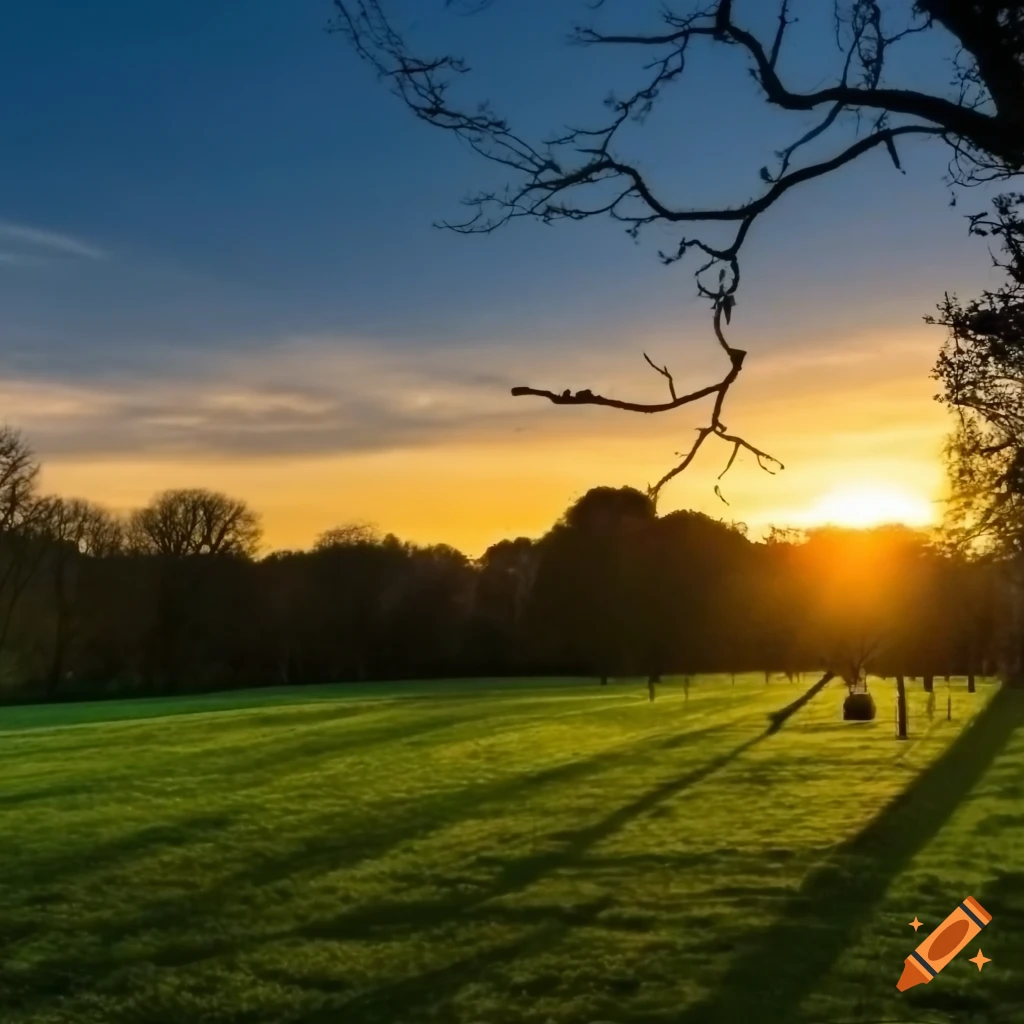Sun setting over knighton park in leicester, england on Craiyon