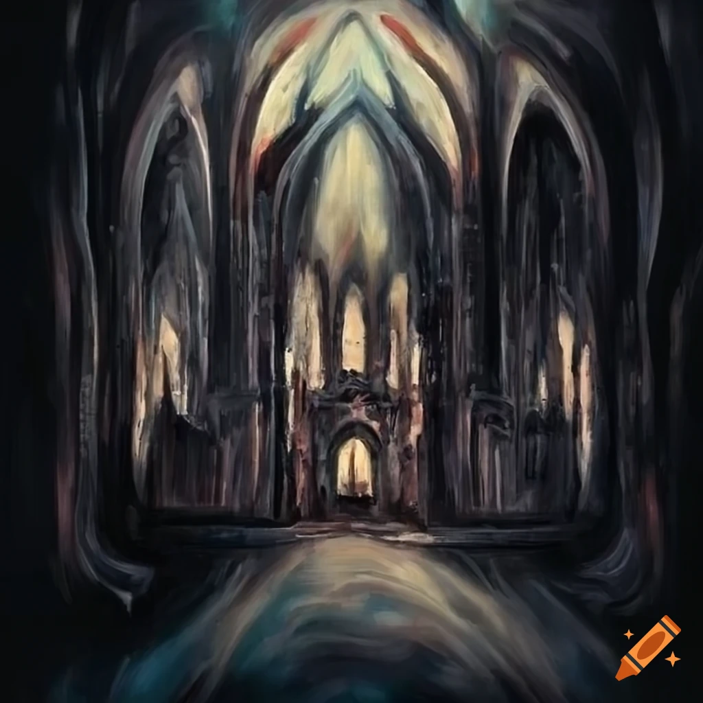 Dark and scary abstract Renaissance church painting on Craiyon