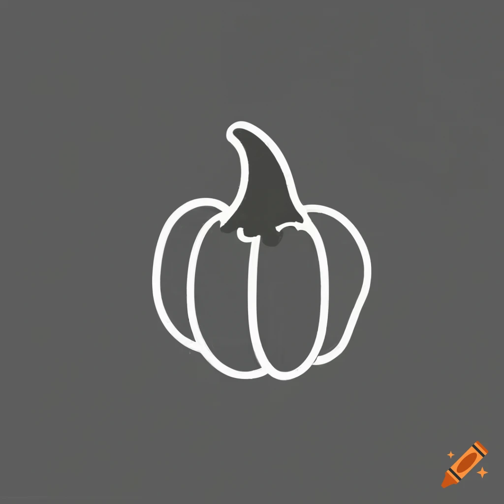 Minimalistic black and white glyph of a pumpkin on Craiyon