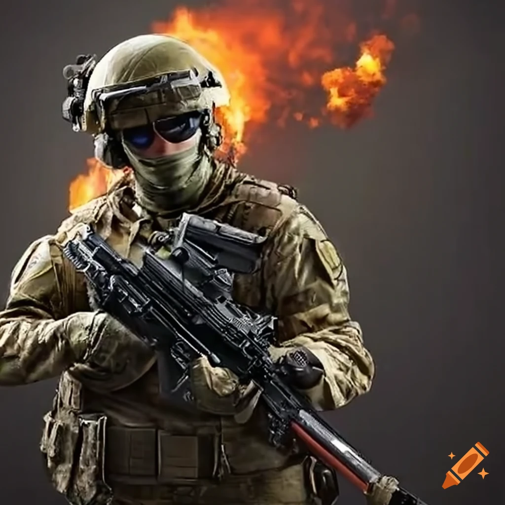 Soldiers taking cover from explosion on Craiyon